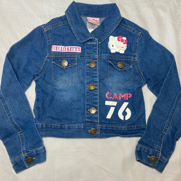 Hello Kitty | Jackets & Coats | Sanrio Hello Kitty Jean Jacket Girls 45 ...
